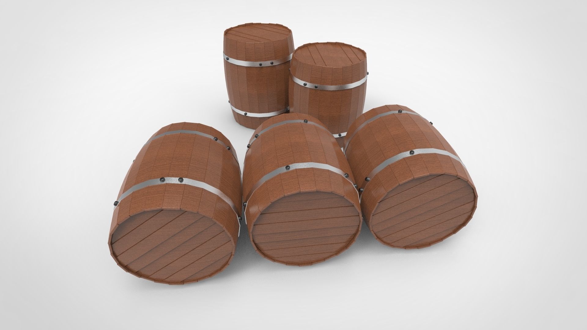 Wooden barrels 3D model | CGTrader