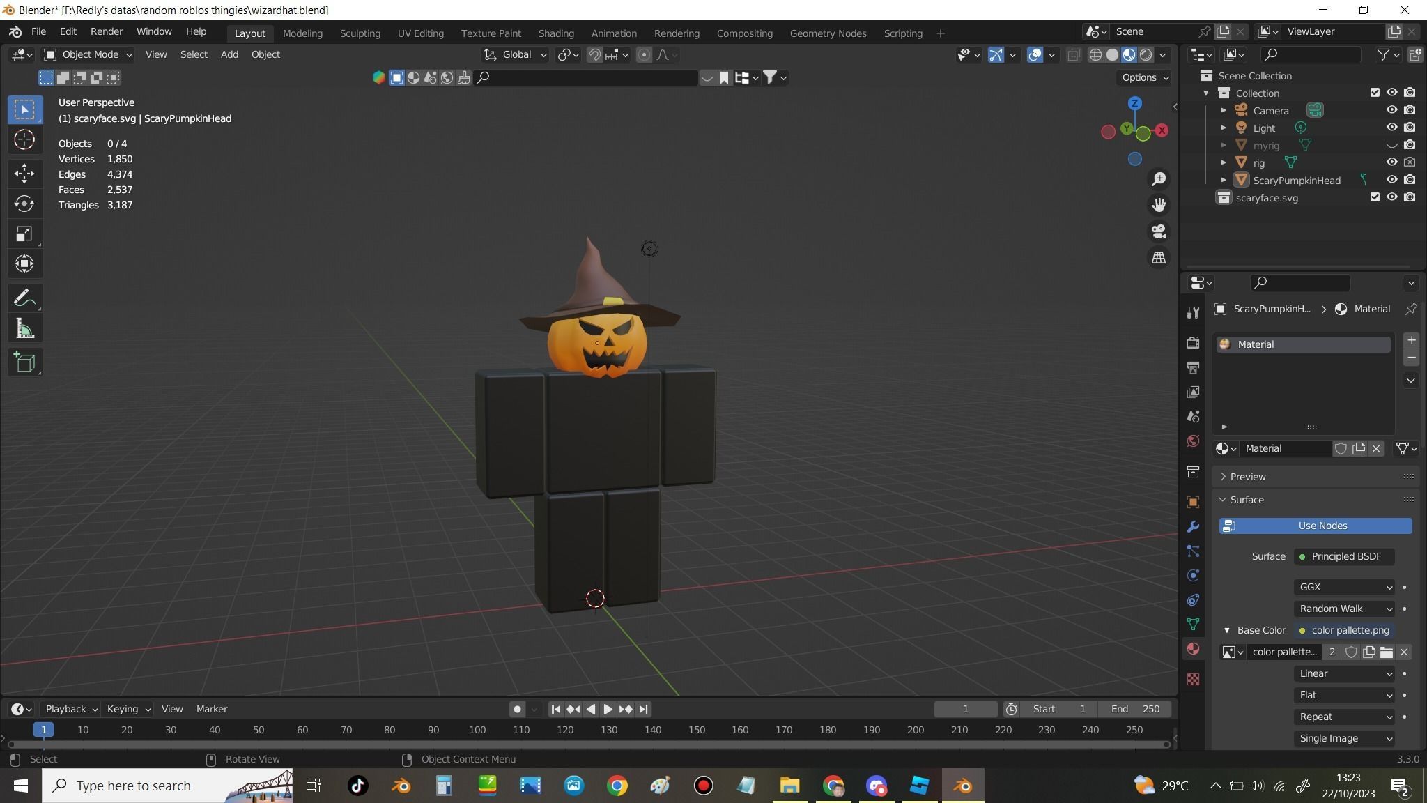 Roblox UGC Pumpkin witch hat accessory 3D model | CGTrader