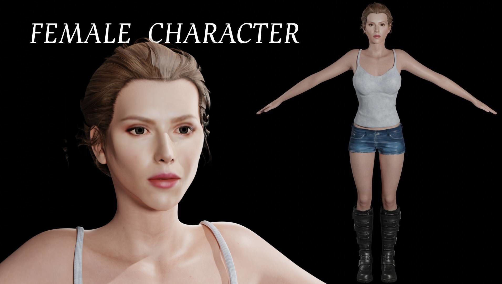 Scarlett Johansson lookalike Female Character 3D model | CGTrader