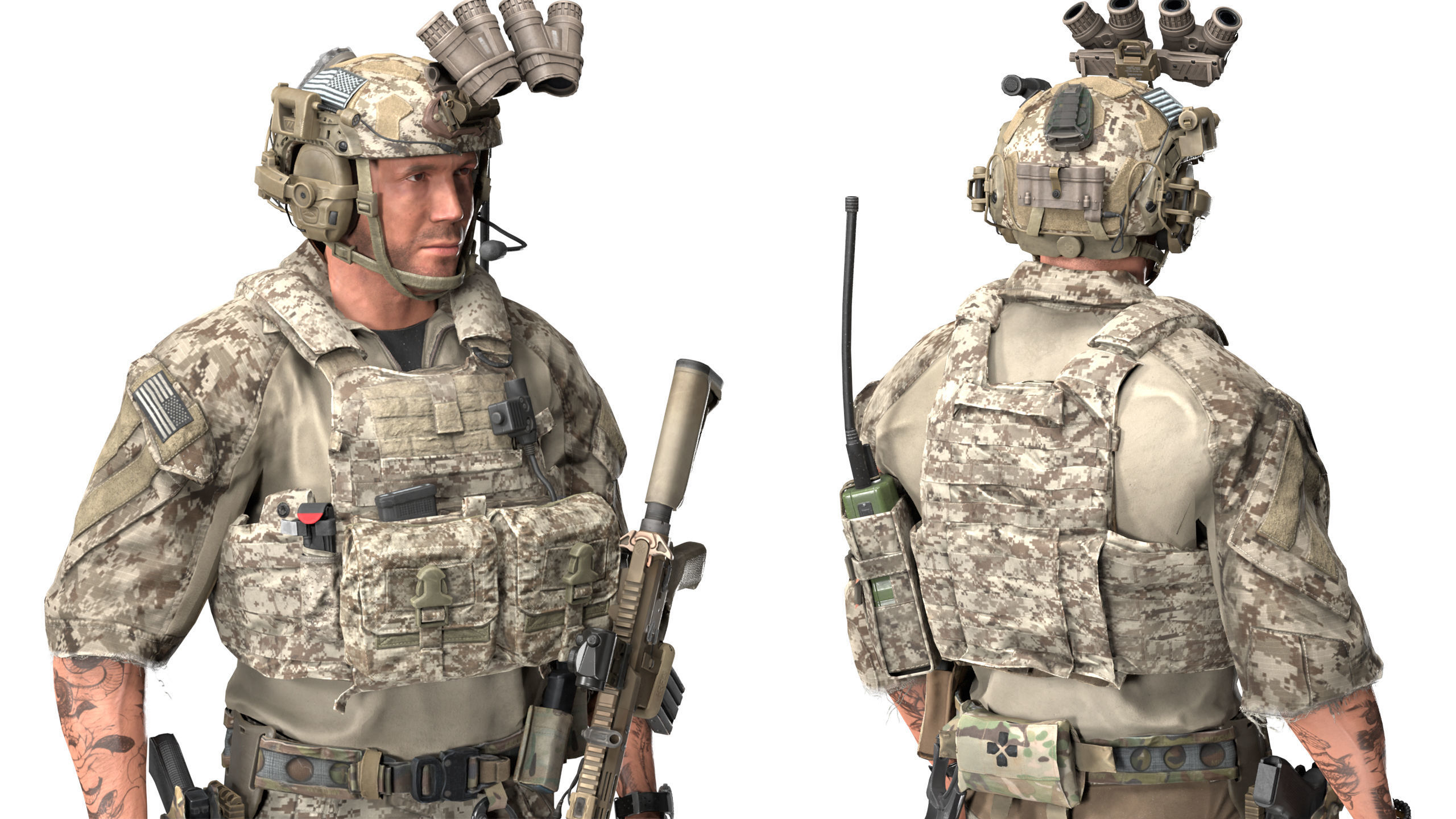 3D model GAME READY RIGGED WESTERN SPECIAL OPERATIONS CHARACTER V3 VR ...