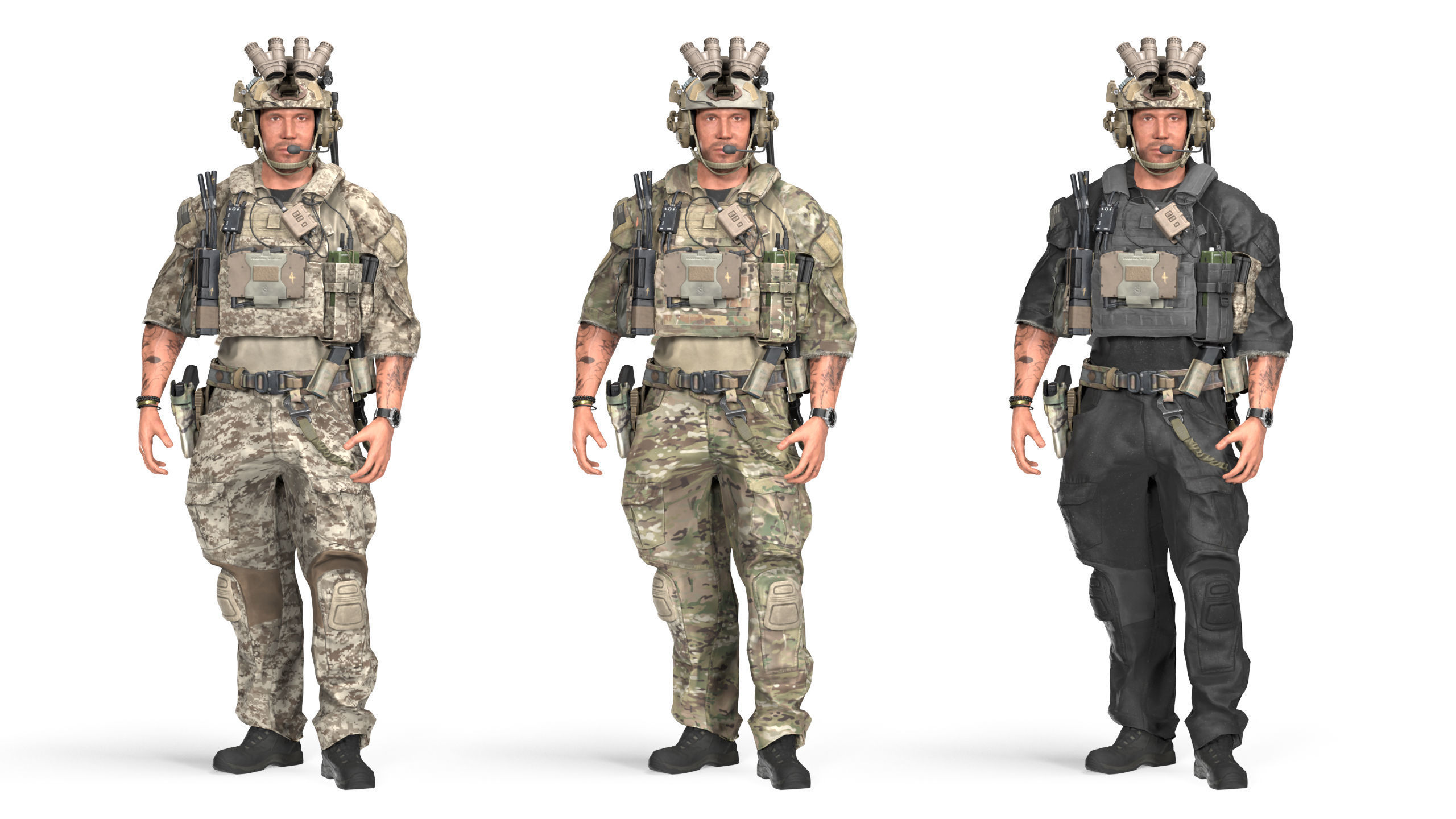3D model GAME READY RIGGED WESTERN SPECIAL OPERATIONS CHARACTER V3 VR ...