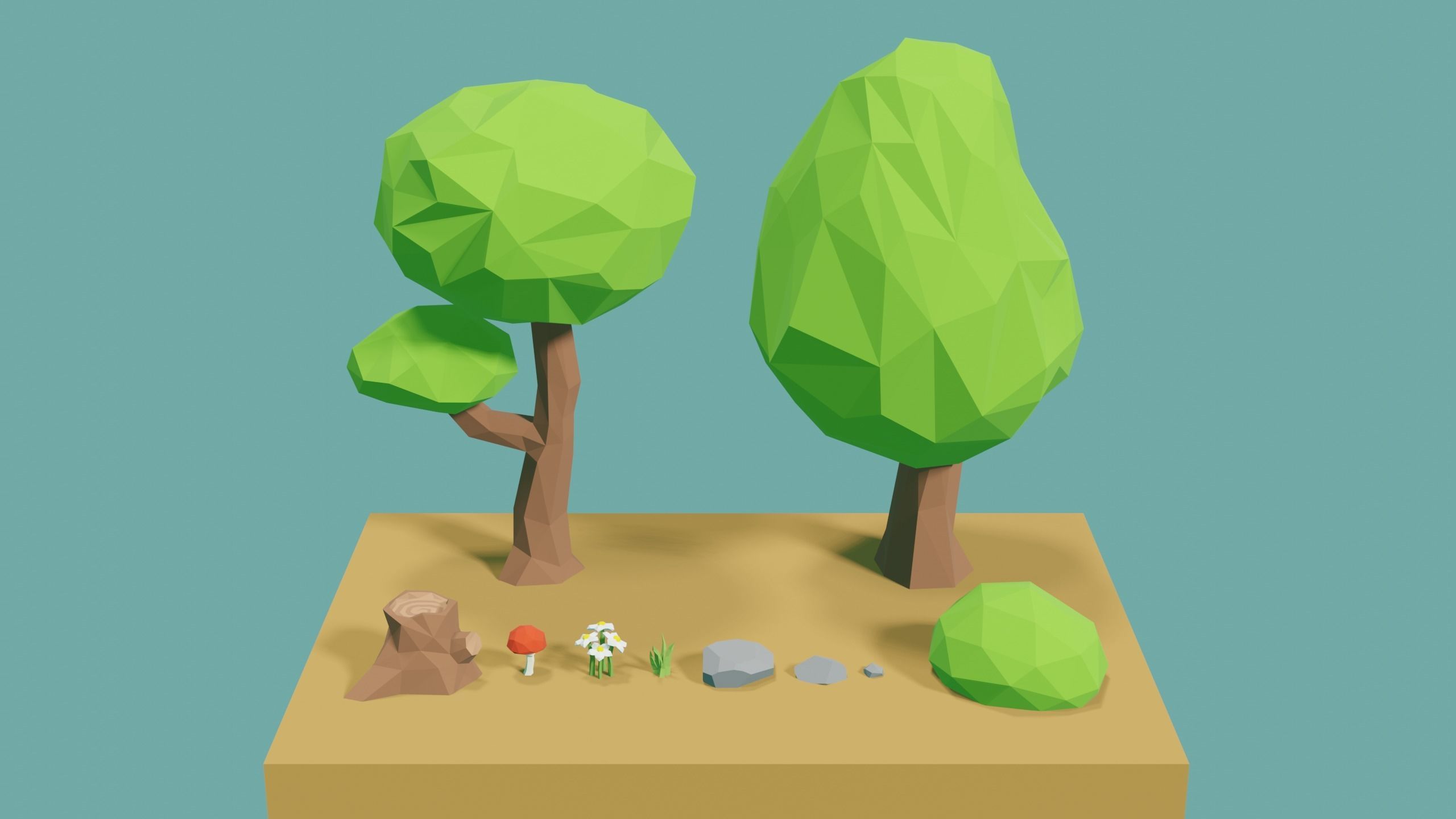 Low Poly Styled Nature Models - Trees - Rocks - Plants free VR / AR ...