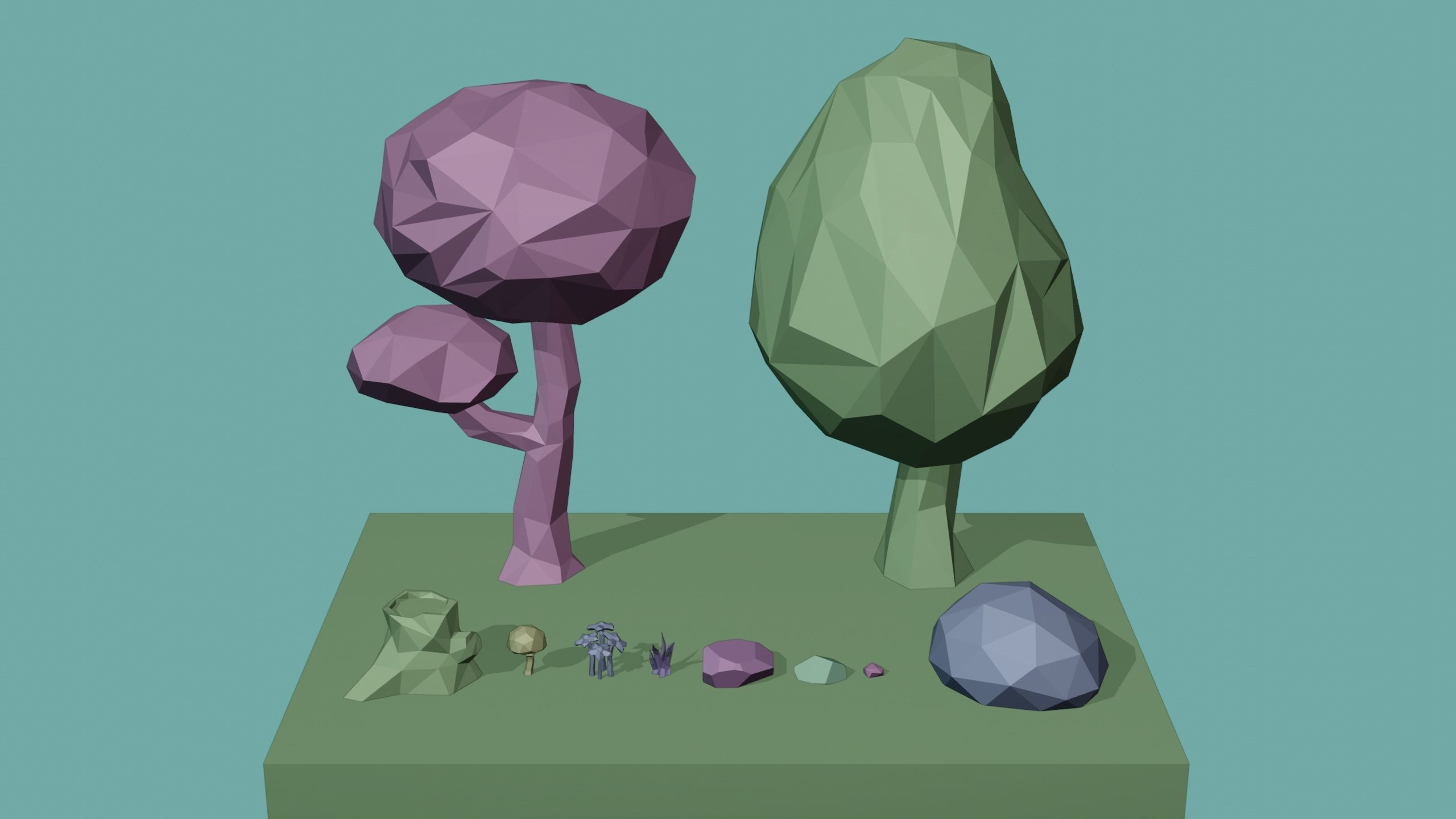 Low Poly Styled Nature Models - Trees - Rocks - Plants free VR / AR ...