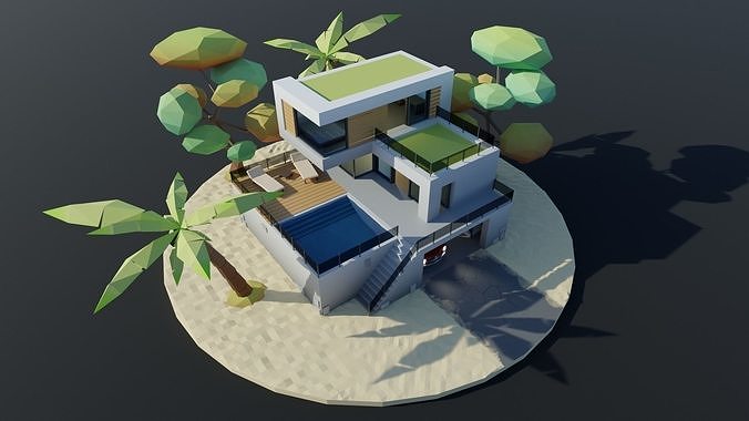 3D model Pack Low Poly Beach Haus VR / AR / low-poly | CGTrader