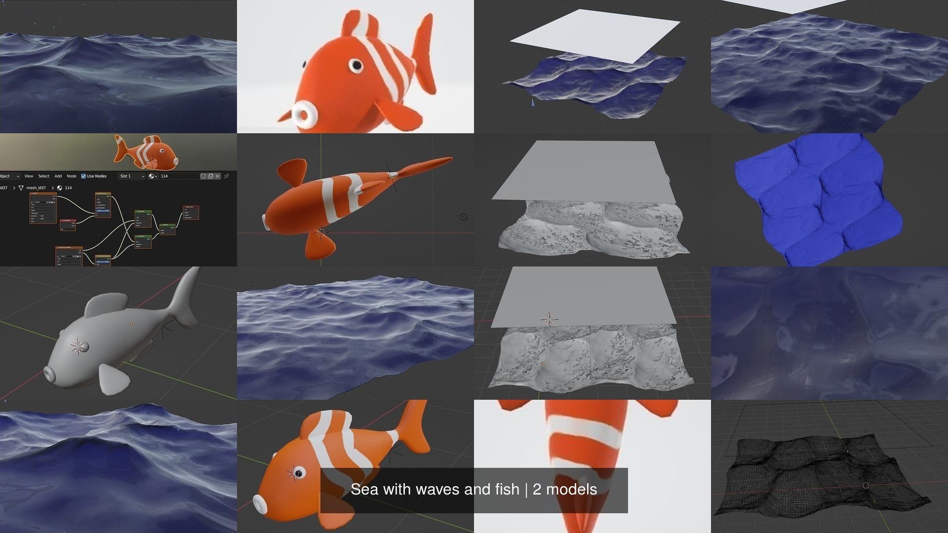 3D Model Collection Sea with waves and fish VR / AR / low-poly | CGTrader