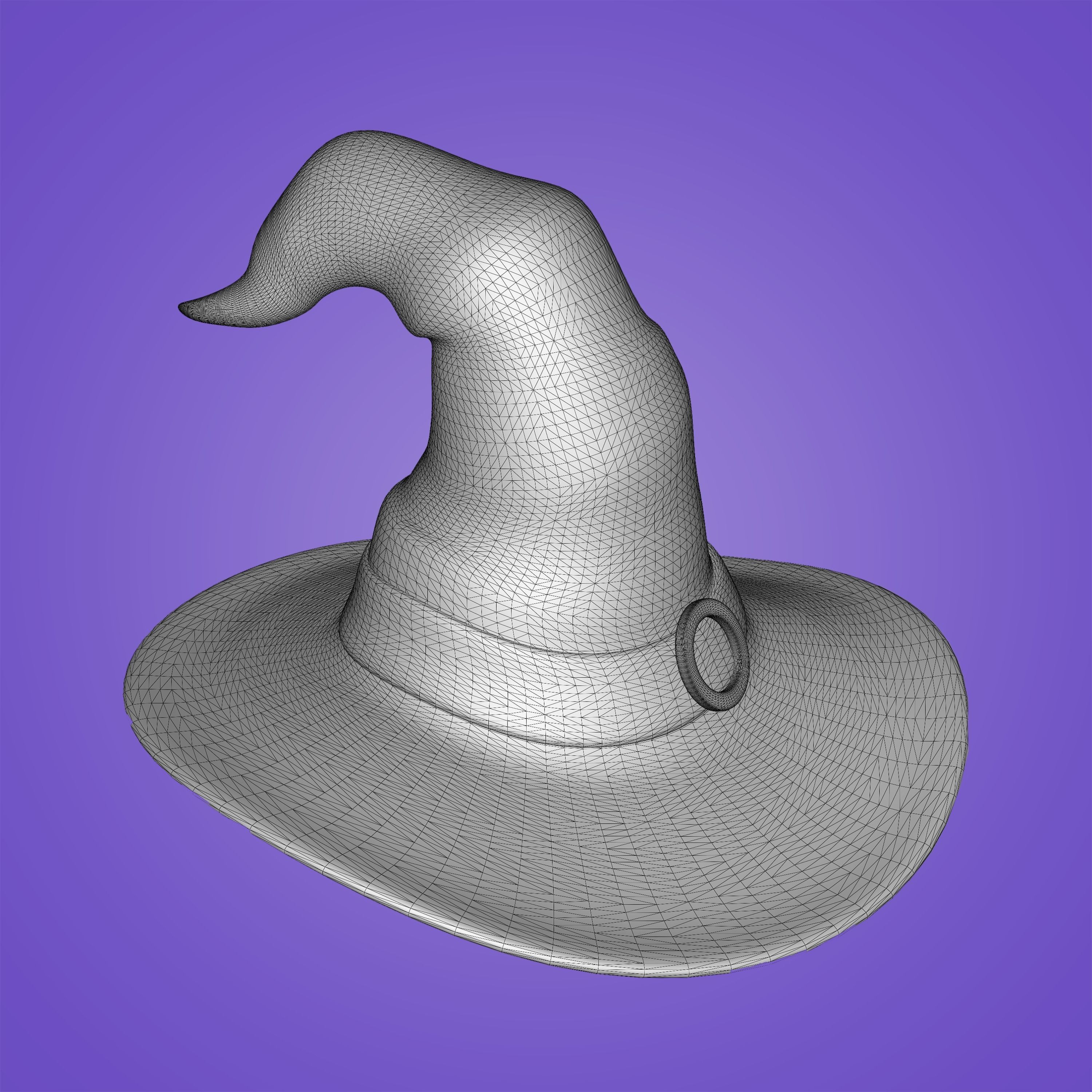 Halloween witch hat realistic fabric 3D model | CGTrader