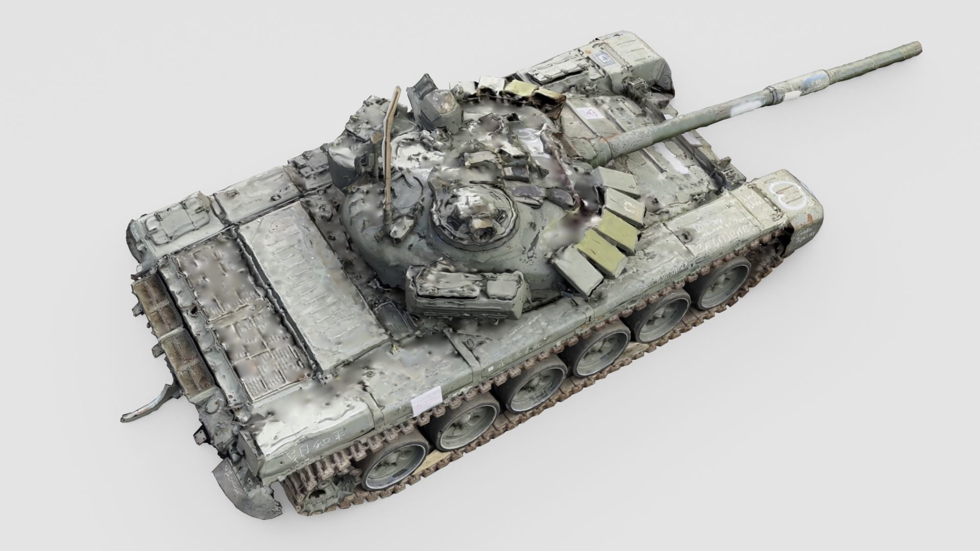 Russian T-90 tank destroyed by Ukrainian army 3D model | CGTrader