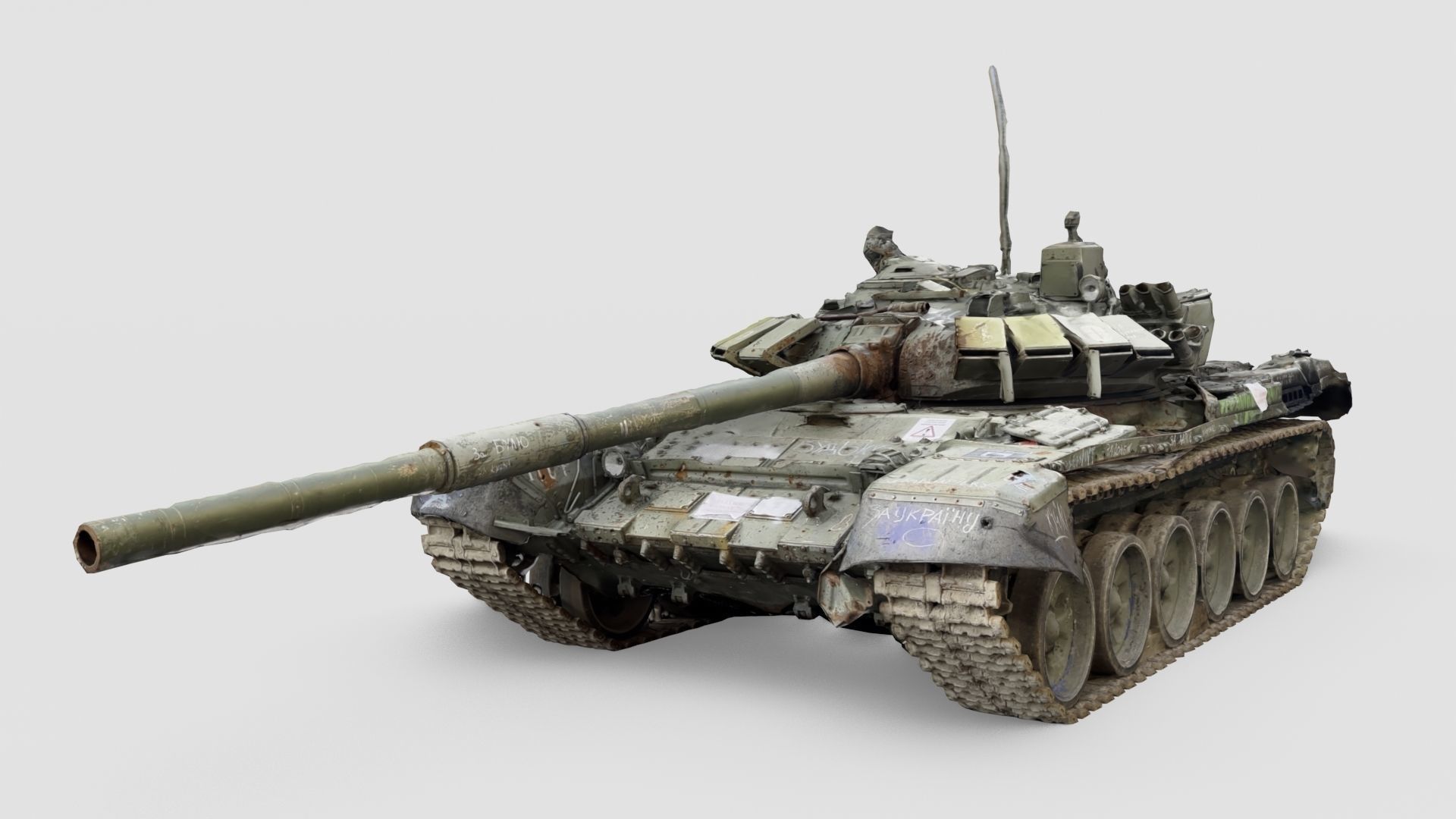 Russian T-90 tank destroyed by Ukrainian army 3D model | CGTrader