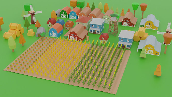 3D model Cartoon Farm - Simple Assets VR / AR / low-poly | CGTrader