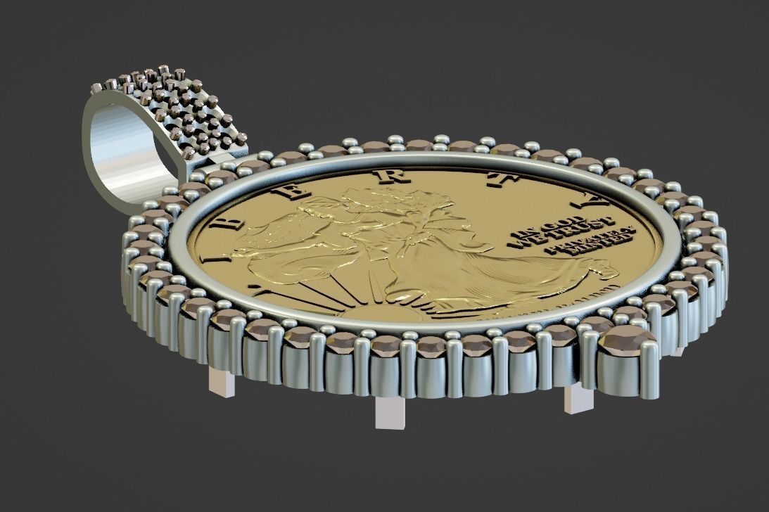 coin bezel with diamonds 3D model 3D printable | CGTrader