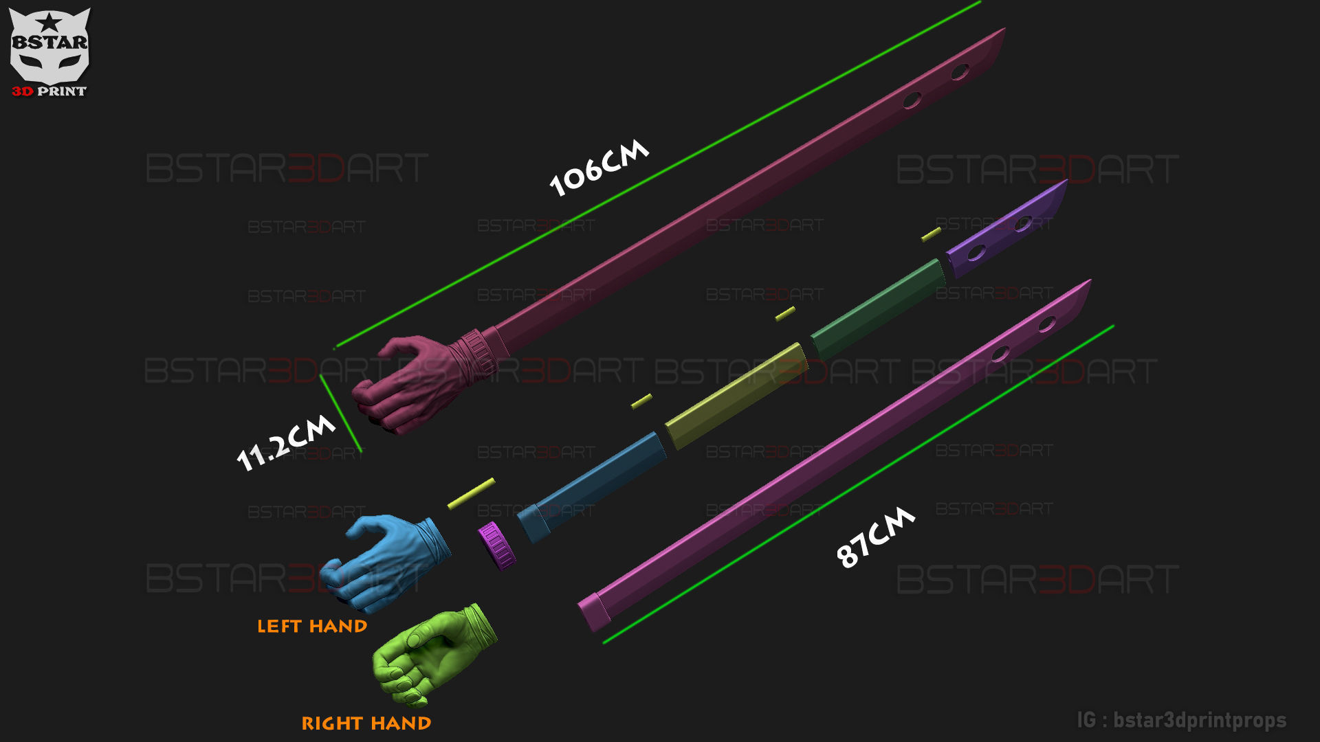 Shigemo Hand Sword - Jujutsu Kaisen Cosplay 3D model 3D printable ...