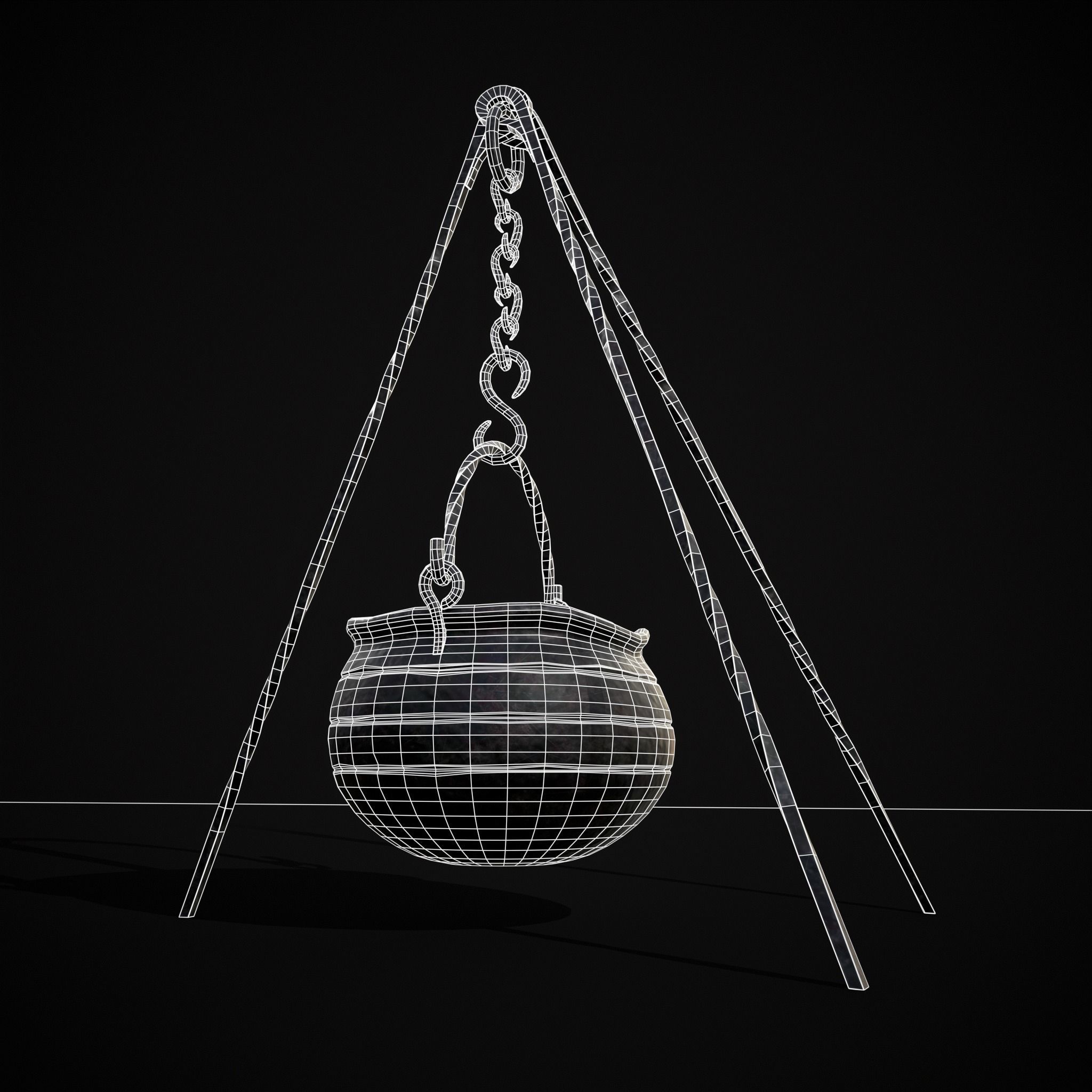 3D model Medieval Hanging Cauldron VR / AR / low-poly | CGTrader