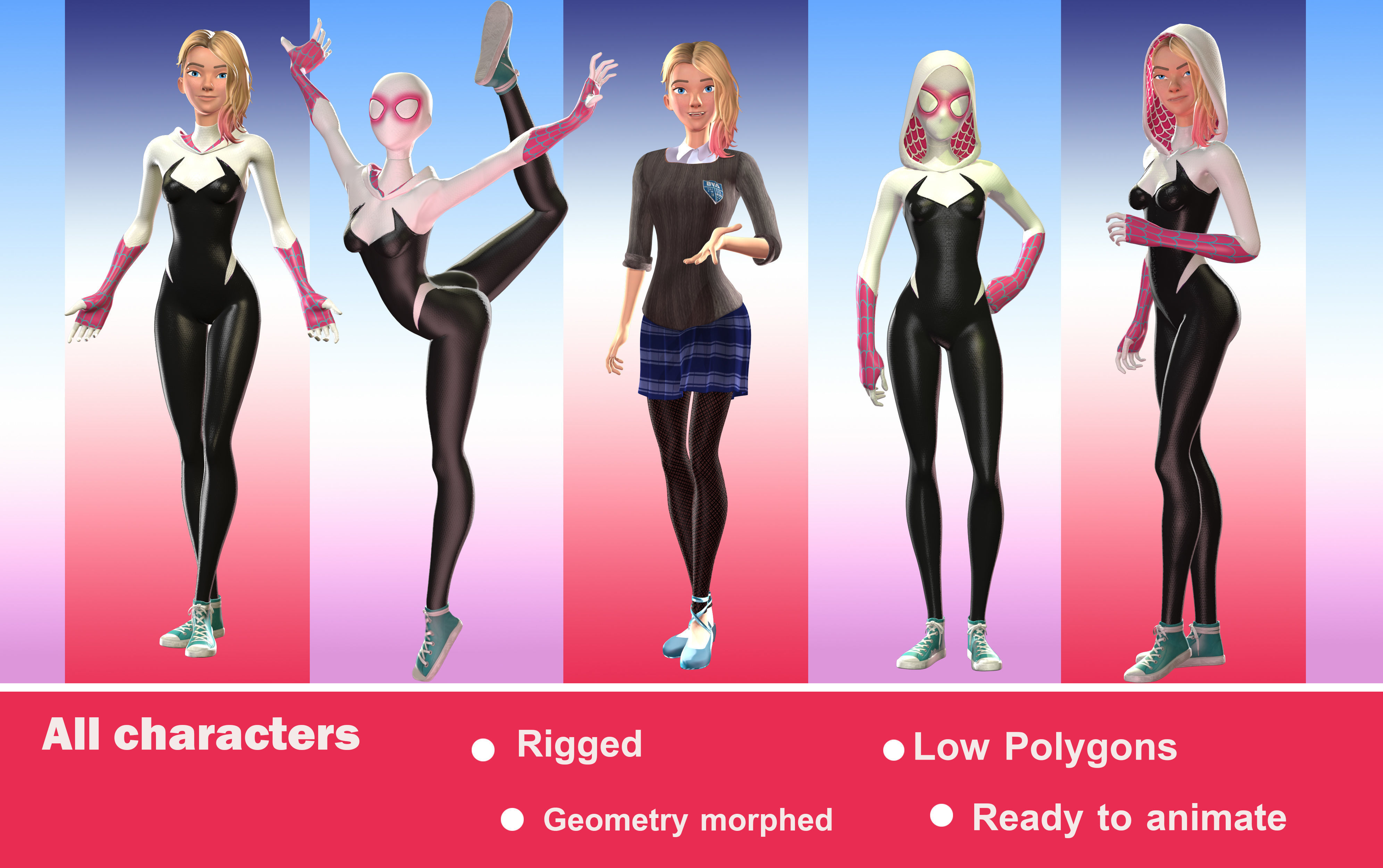 3D model Gwen Stacy full package VR / AR / low-poly | CGTrader
