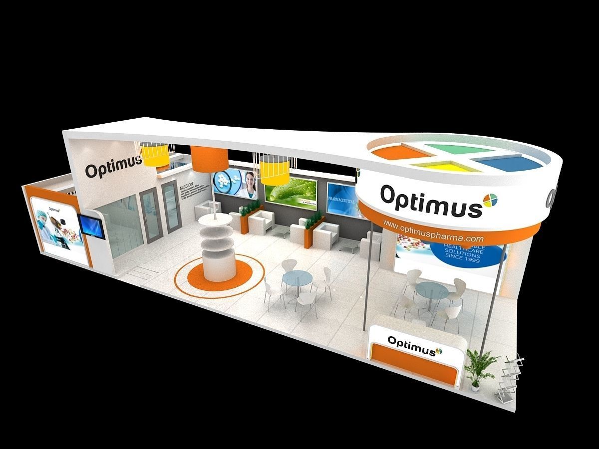 3D model 15 mtr x 6 mtr 2 side open exhibition stands VR / AR / low-poly | CGTrader