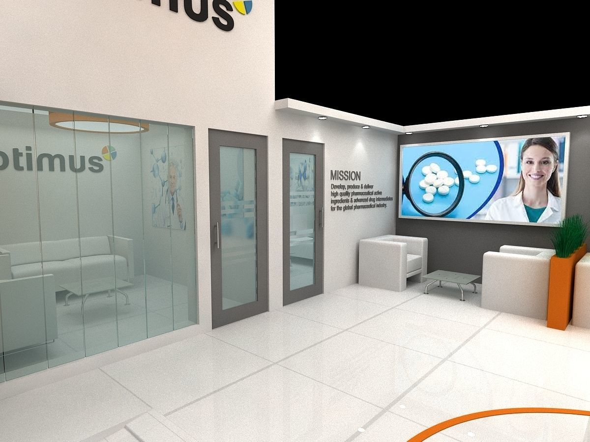 3D model 15 mtr x 6 mtr 2 side open exhibition stands VR / AR / low ...