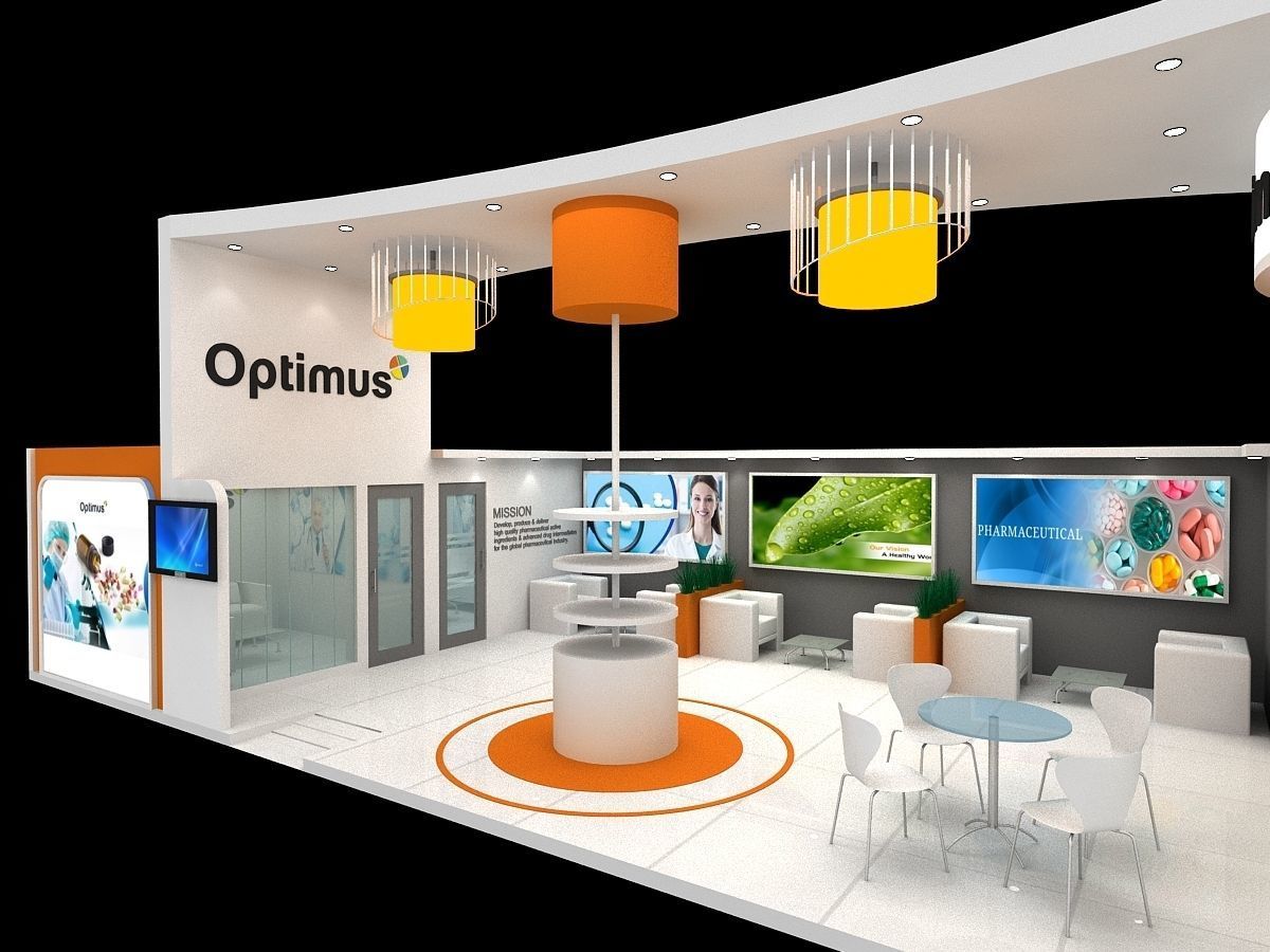 3D model 15 mtr x 6 mtr 2 side open exhibition stands VR / AR / low ...