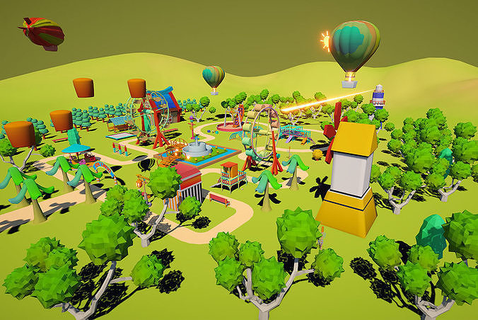 Amusement Park Environment Pack 3D model | CGTrader