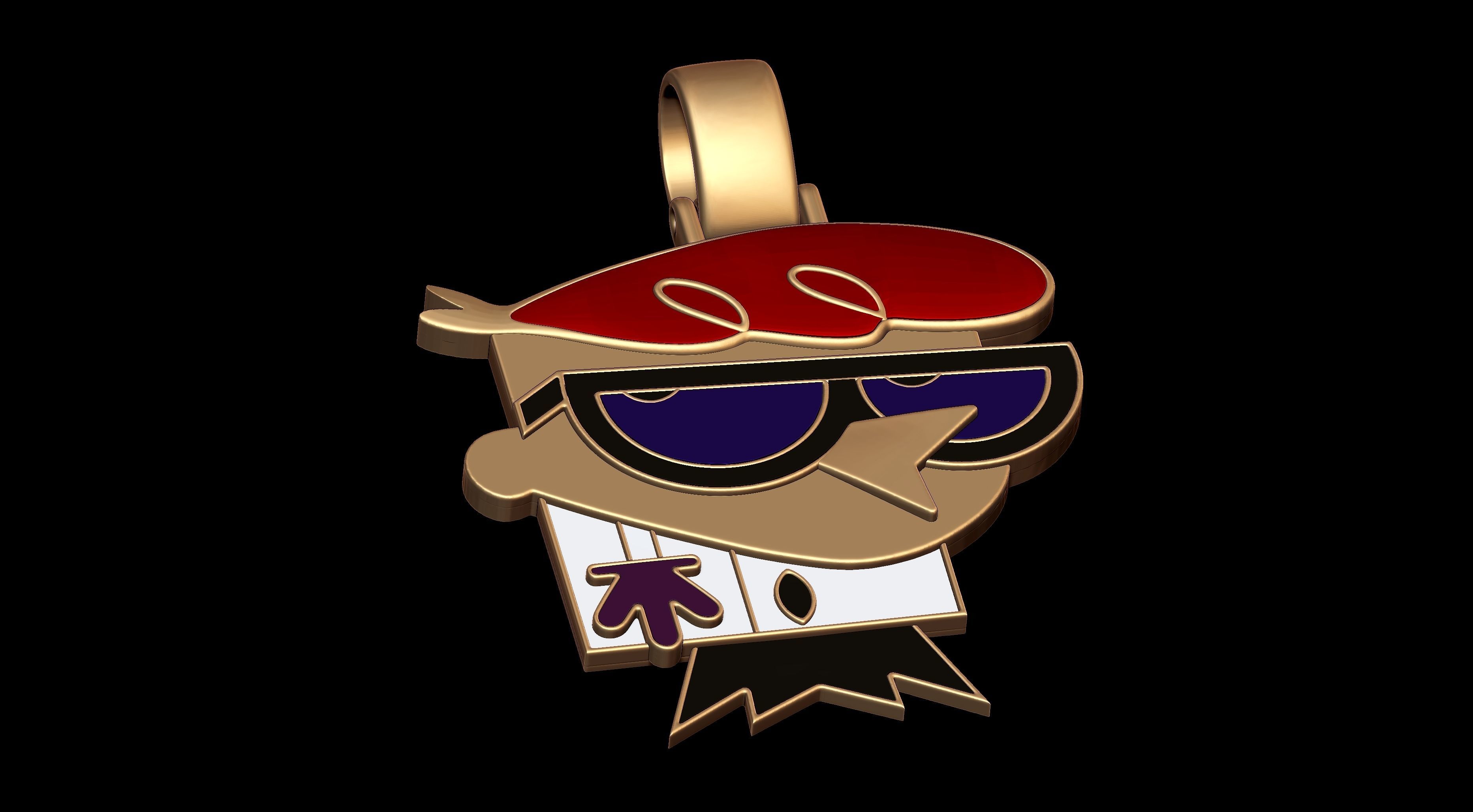 Dexter Cartoon Gold Enamel Pendant 3D model 3D printable | CGTrader