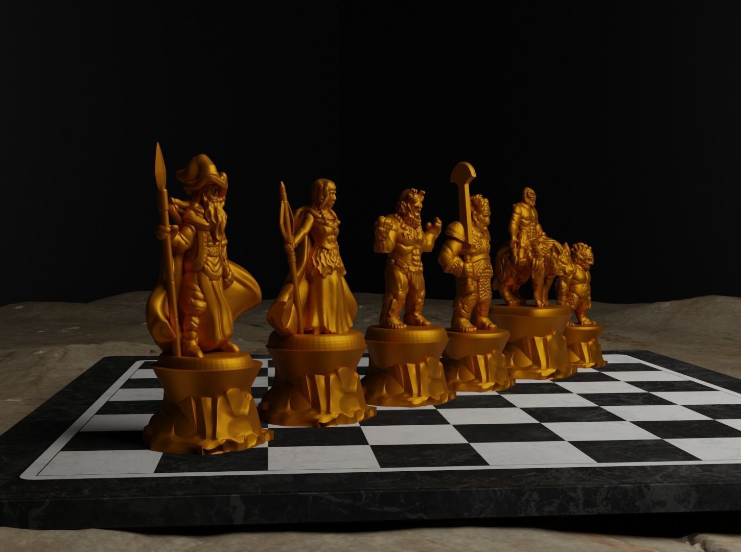 Troll Goblin Characters Chess Set - Different 6 Chess Pieces 3D model ...