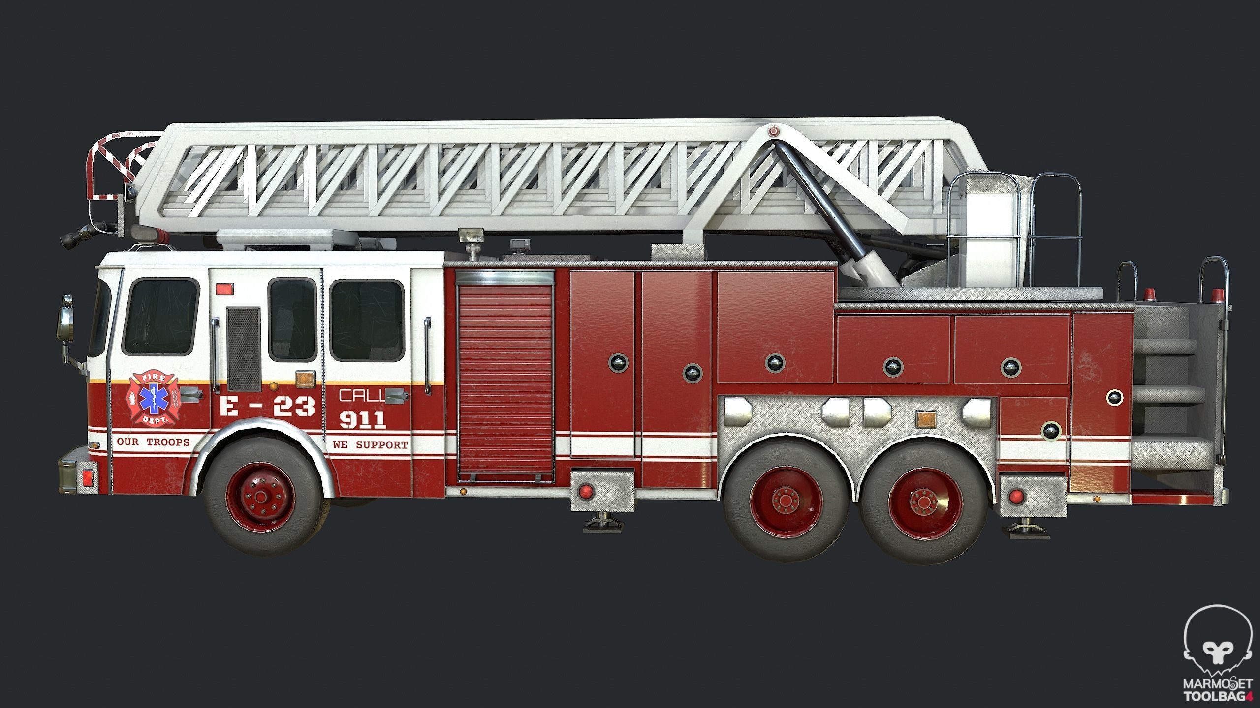 3D model Pbr Fire Truck - Fire Engine VR / AR / low-poly | CGTrader