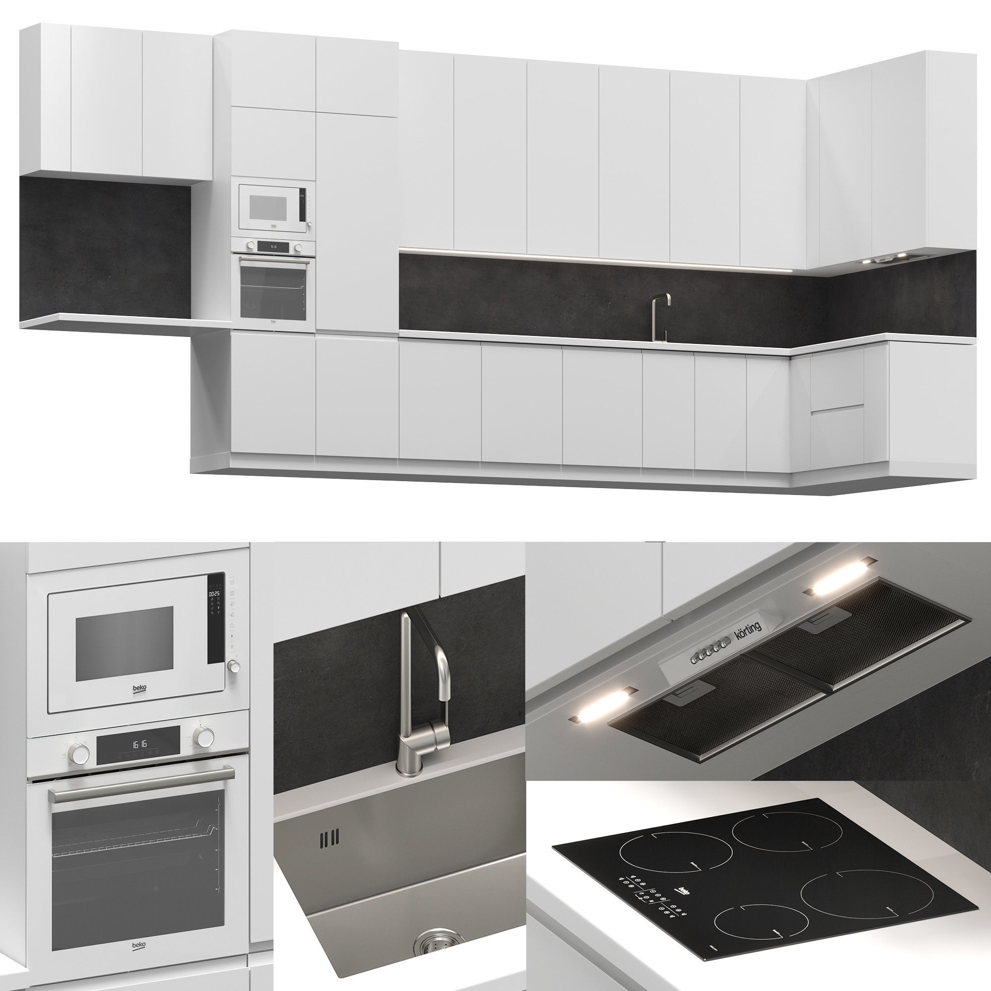 Modern kitchen with appliances 3D model | CGTrader