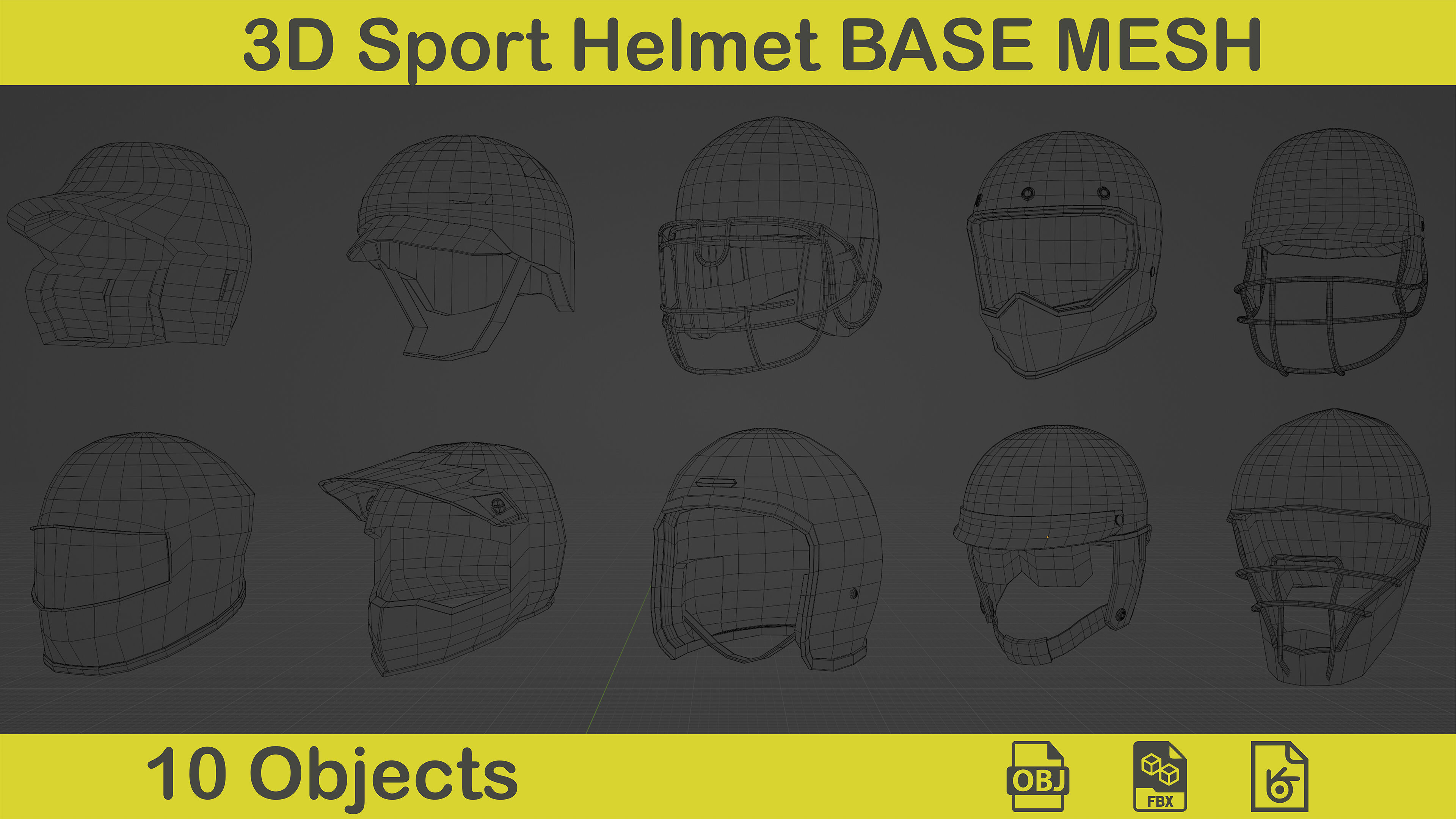 3D Sport Helmet Base Mesh 3D model | CGTrader