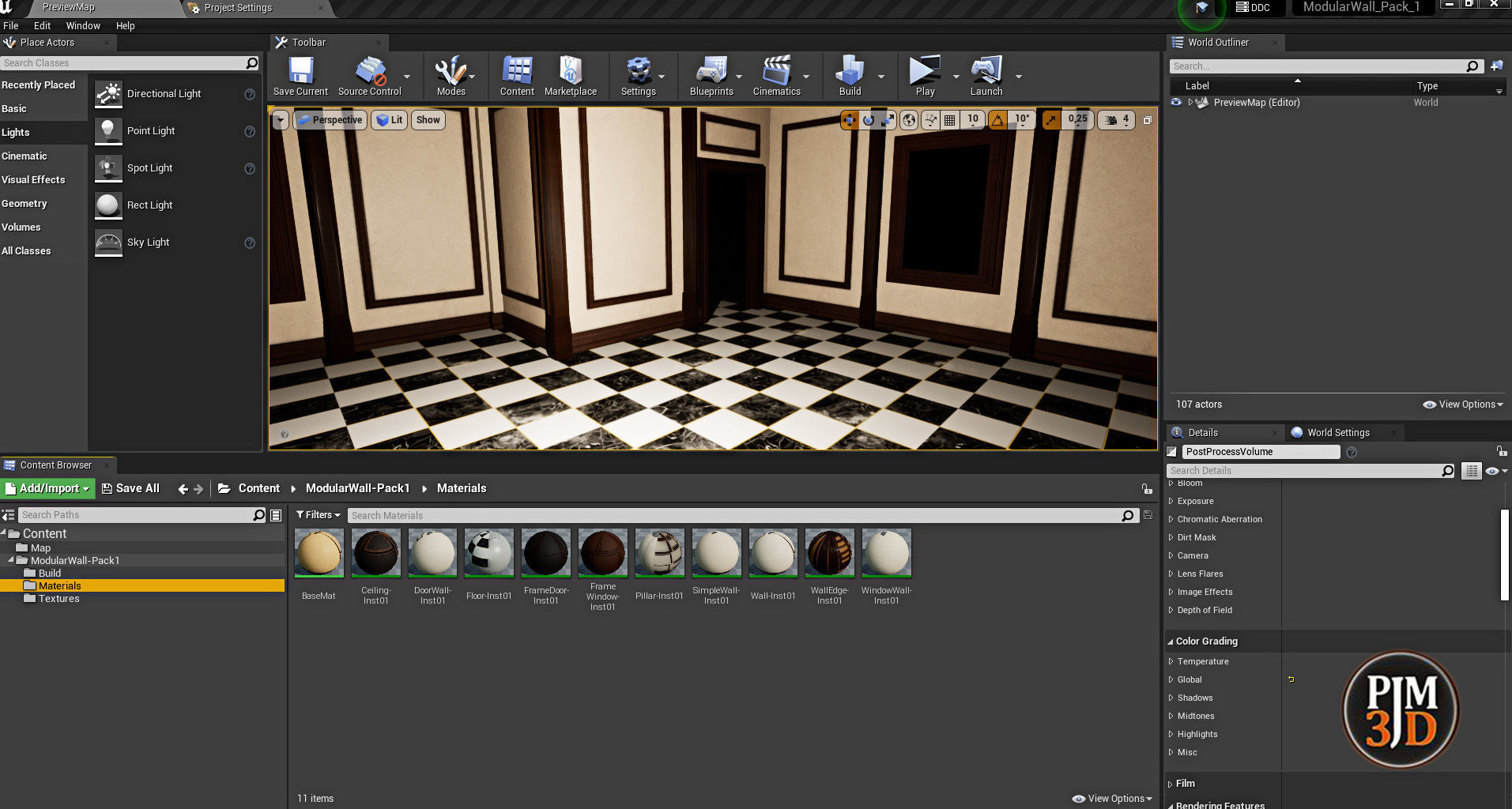 3D model UE4-UE5-FBX-Modular Wall Pack 1 VR / AR / low-poly | CGTrader