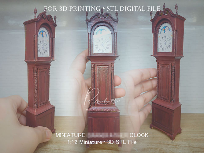 Miniature Grandfather Clock 3D model 3D printable | CGTrader