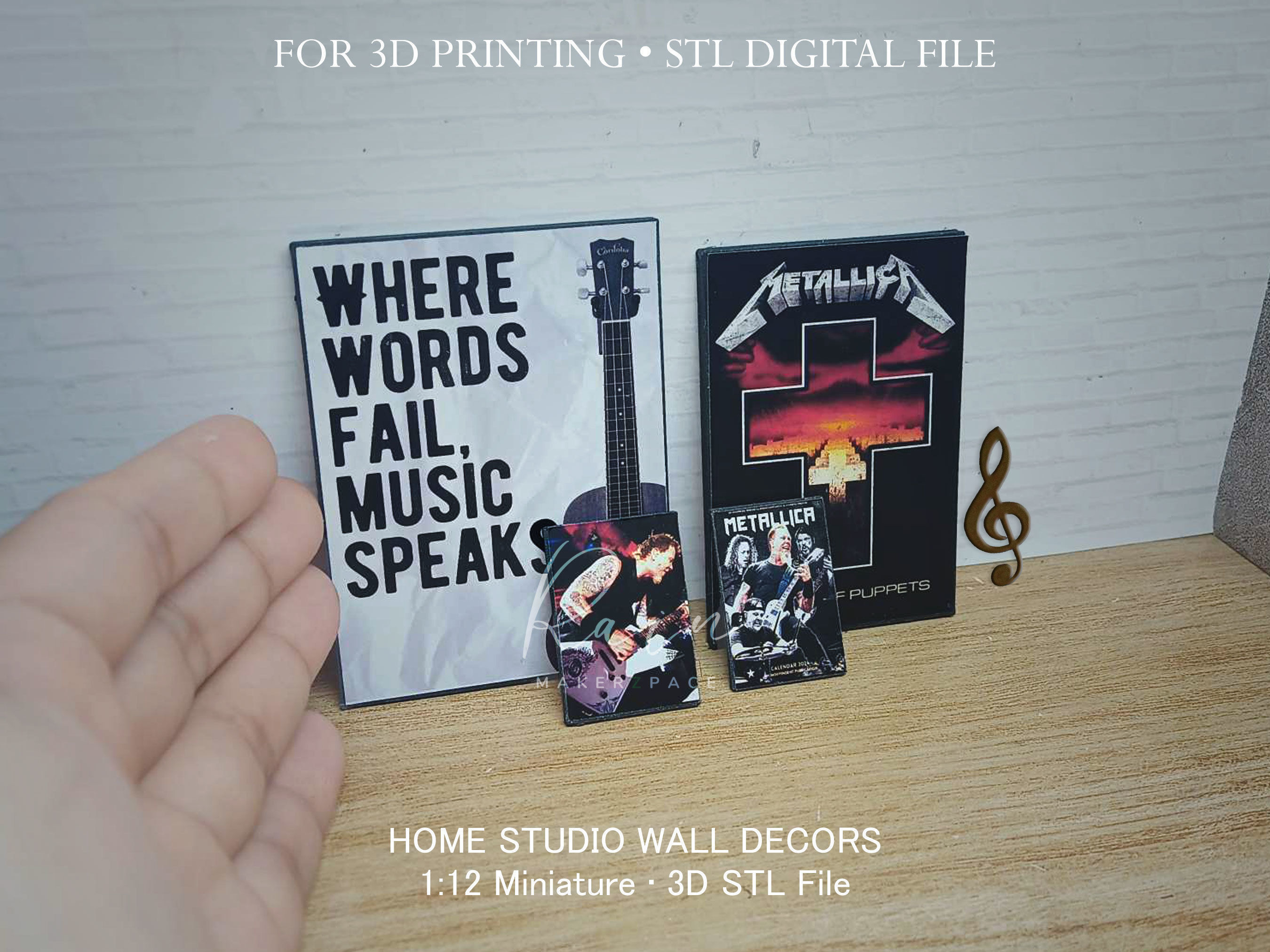 Miniature Acoustic Panels Guitars Decors 15 Items Music Studio 3D model ...