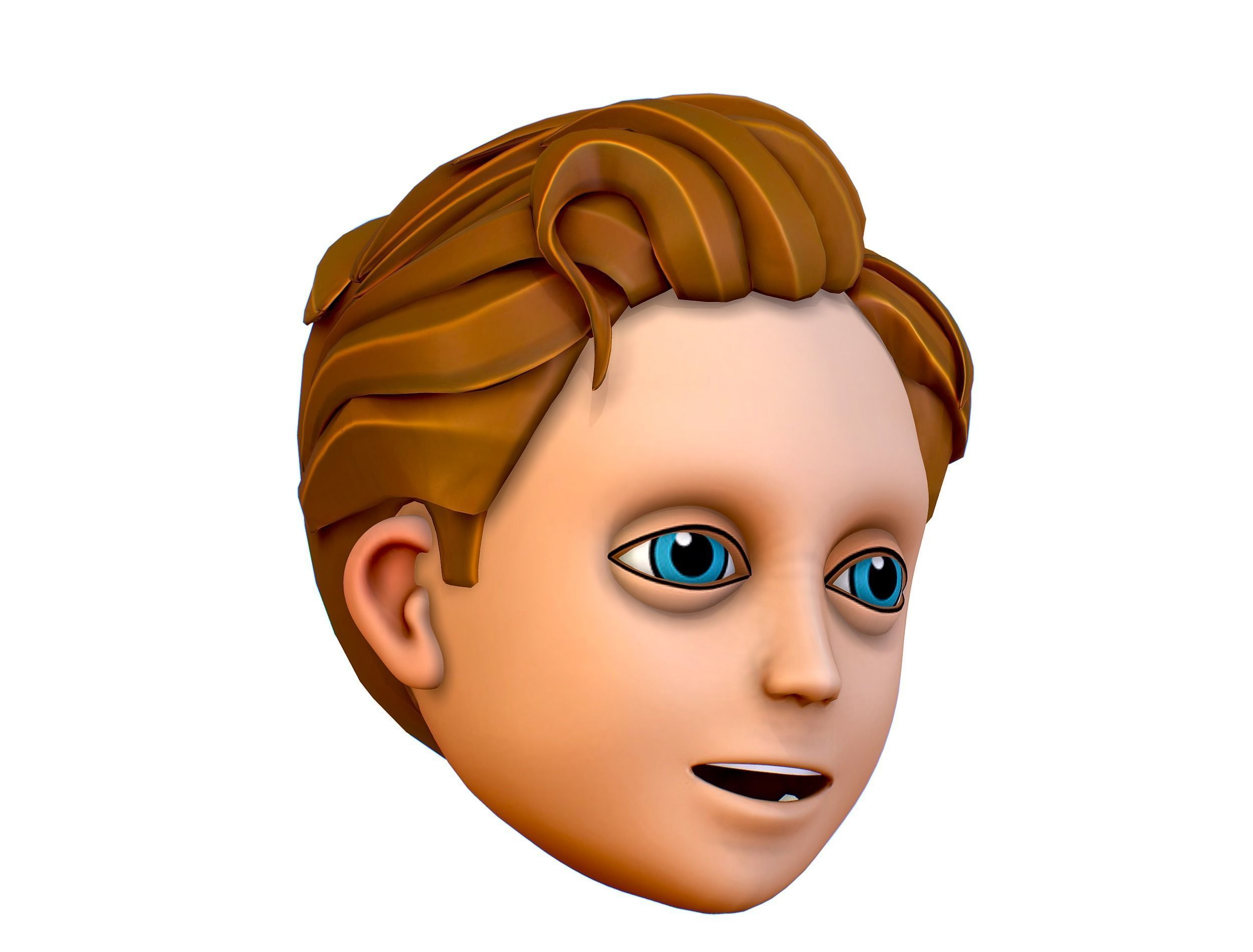Short Hairstyle Cartoon Young Man Boy Head Icon 3D model | CGTrader