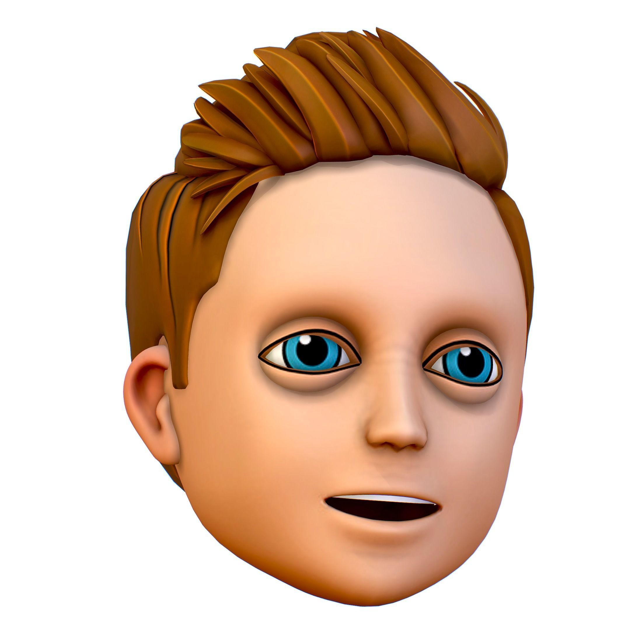 Short Hairstyle Cartoon Young Man Boy Head Icon 3D model 3D model ...