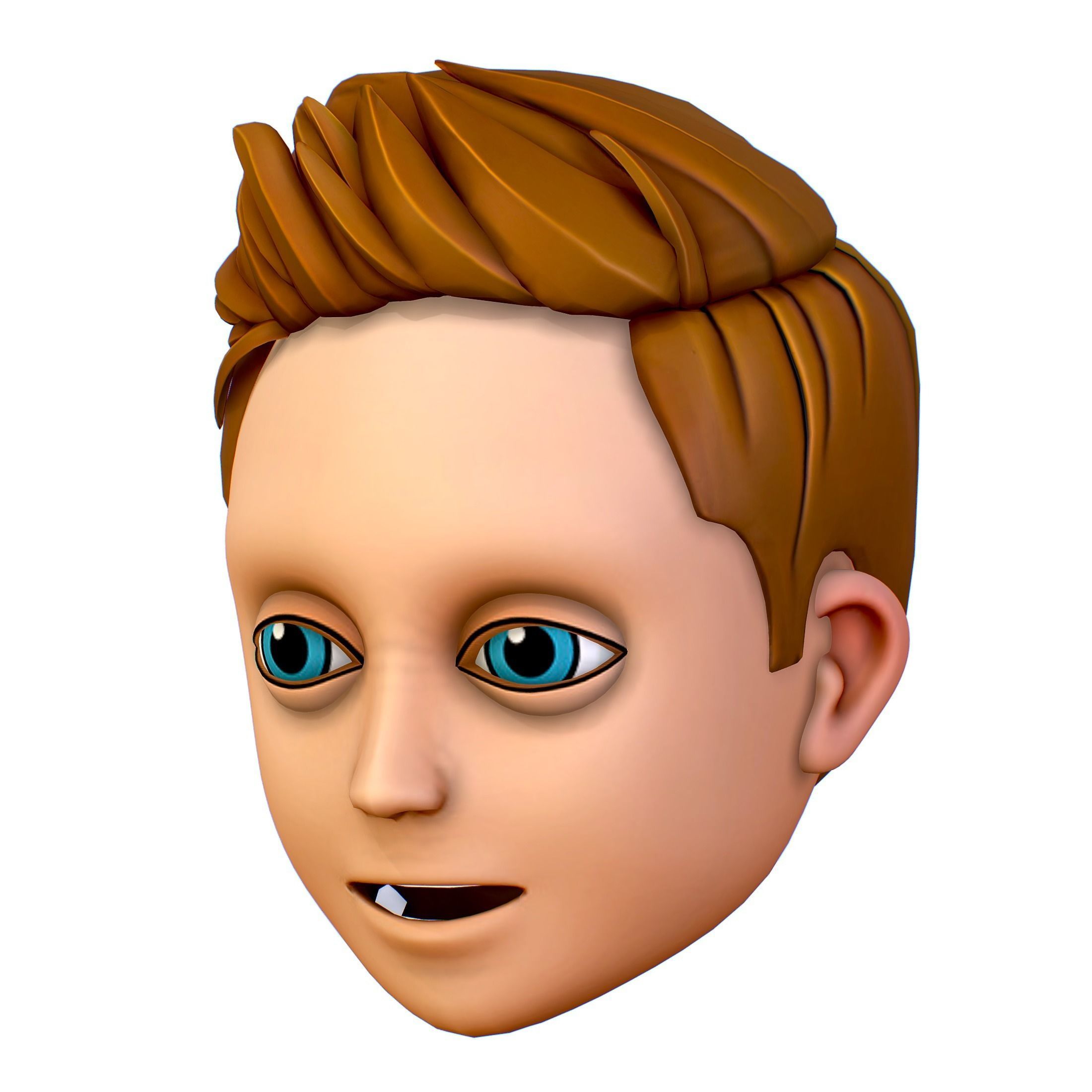 Short Hairstyle Cartoon Young Man Boy Head Icon 3D model 3D model ...