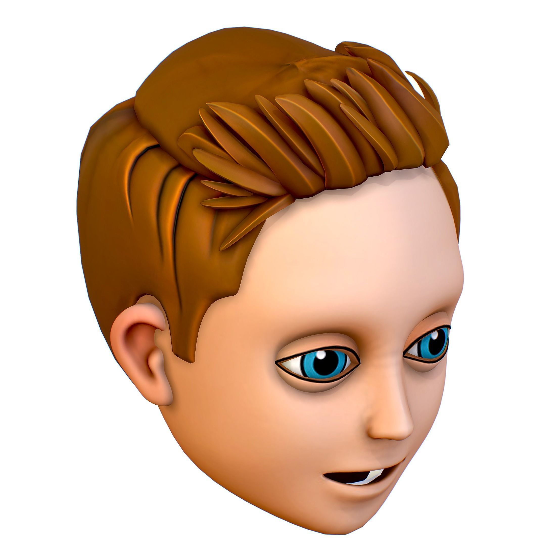 Short Hairstyle Cartoon Young Man Boy Head Icon 3D model 3D model ...