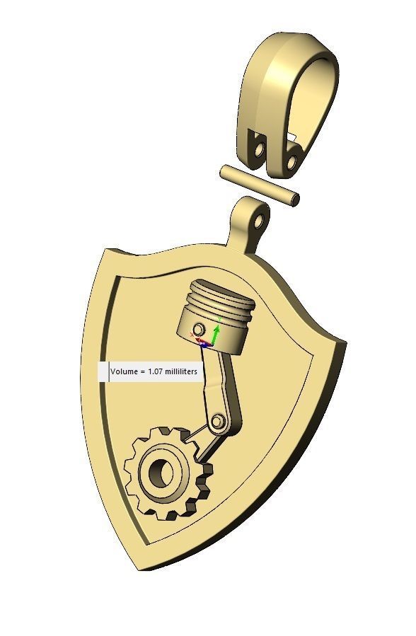 Piston gear shield memory pendant with bail 3D model 3D printable ...