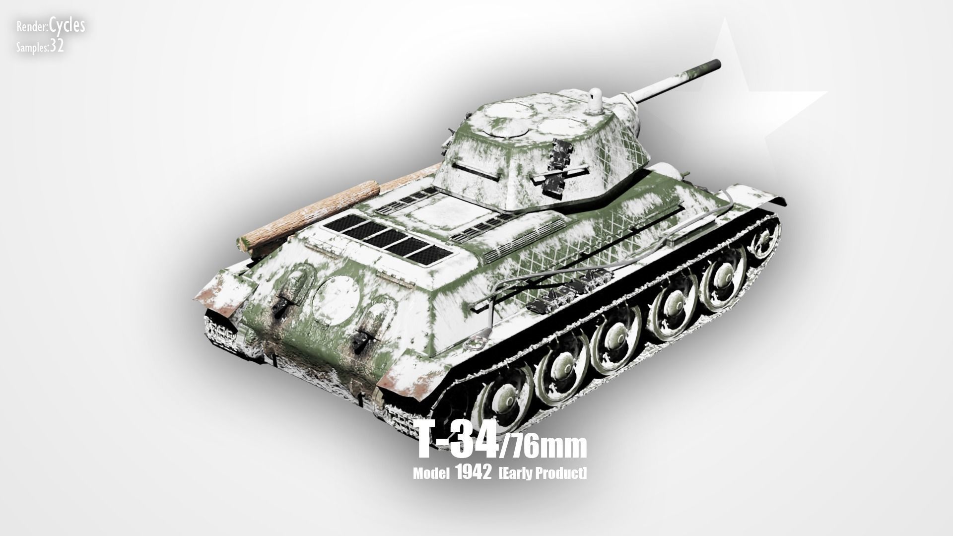 3D model T-34-76 - Soviet Medium Tank - Winter Livery - Model 1942 ...