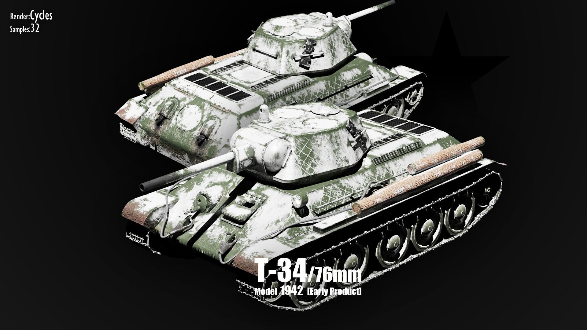 3D model T-34-76 - Soviet Medium Tank - Winter Livery - Model 1942 ...