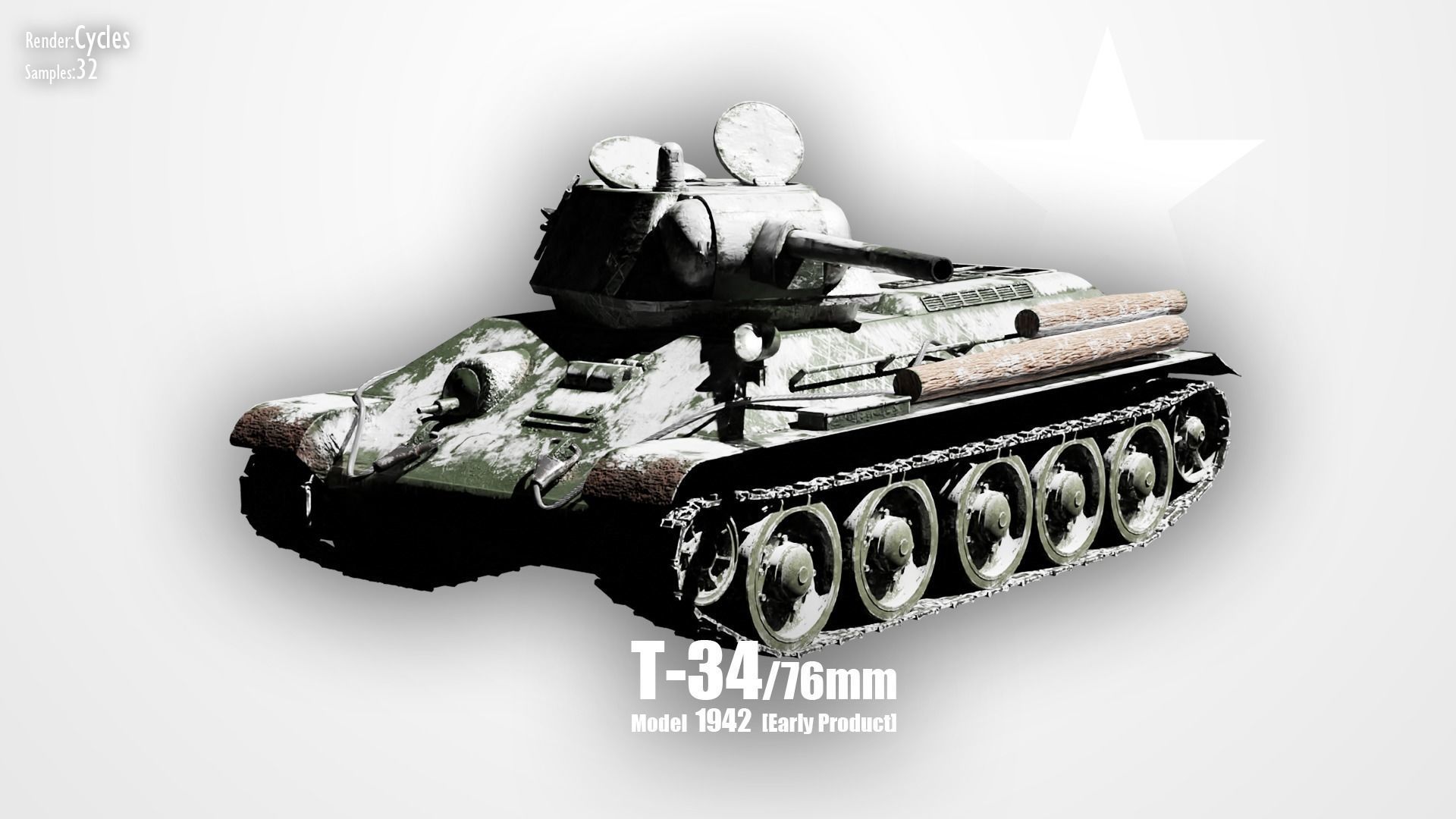 3D model T-34-76 - Soviet Medium Tank - Winter Livery - Model 1942 Early VR / AR / low-poly ...