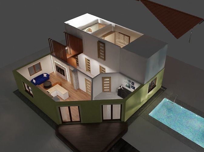 3D MODEL PLAN LAYOUT TOP VIEW HOUSE PLAN INTERIOR 3D model | CGTrader