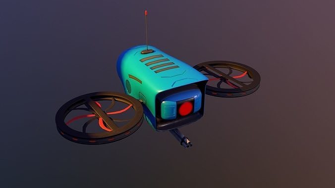 Stylized Pbr Drone with Gun 3D model | CGTrader