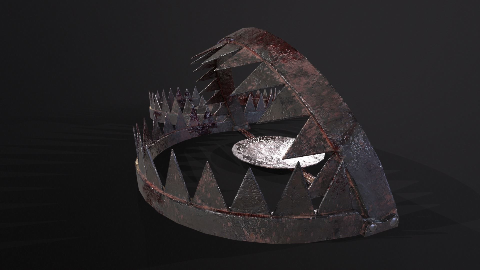 3D model Old Bloody Bear Traps - Open and Closed VR / AR / low-poly ...