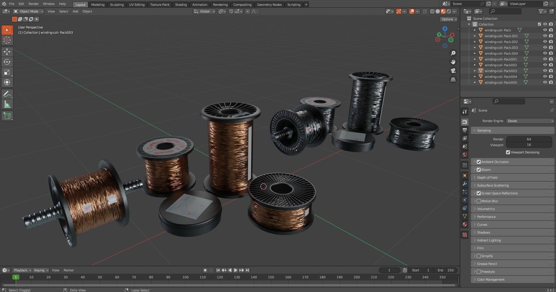 3D model Winding Coil Roll Pack VR / AR / low-poly | CGTrader