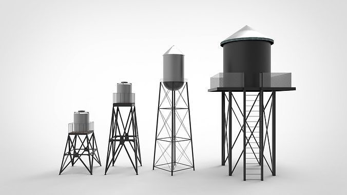 Water tower model 3D model | CGTrader