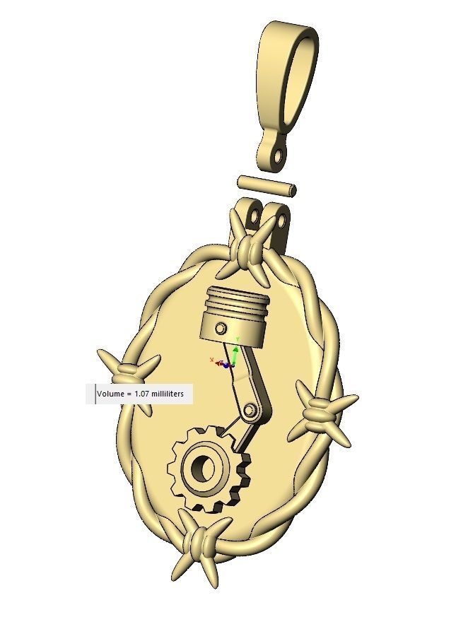 Oval thornes piston gear engine pendant with bail 3D model 3D printable ...