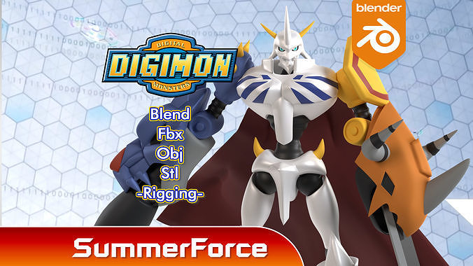 Omegamon - Digimon 3D model rigged | CGTrader