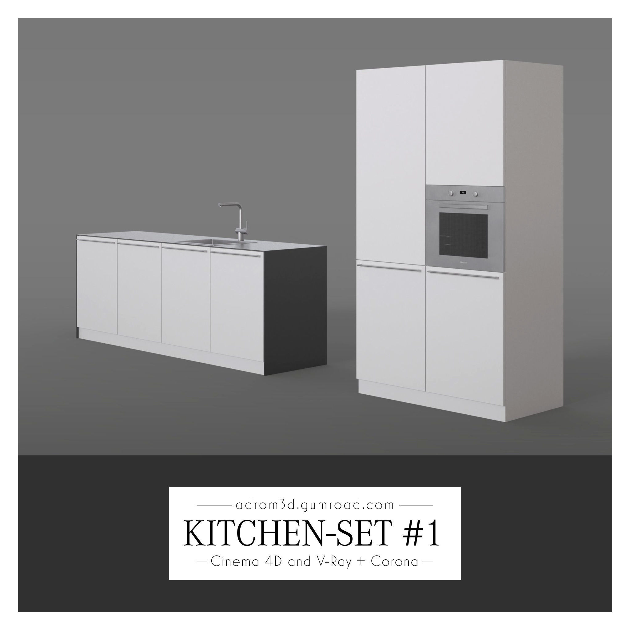 Kitchen set for Cinema 4D V-Ray and Corona 3D model | CGTrader