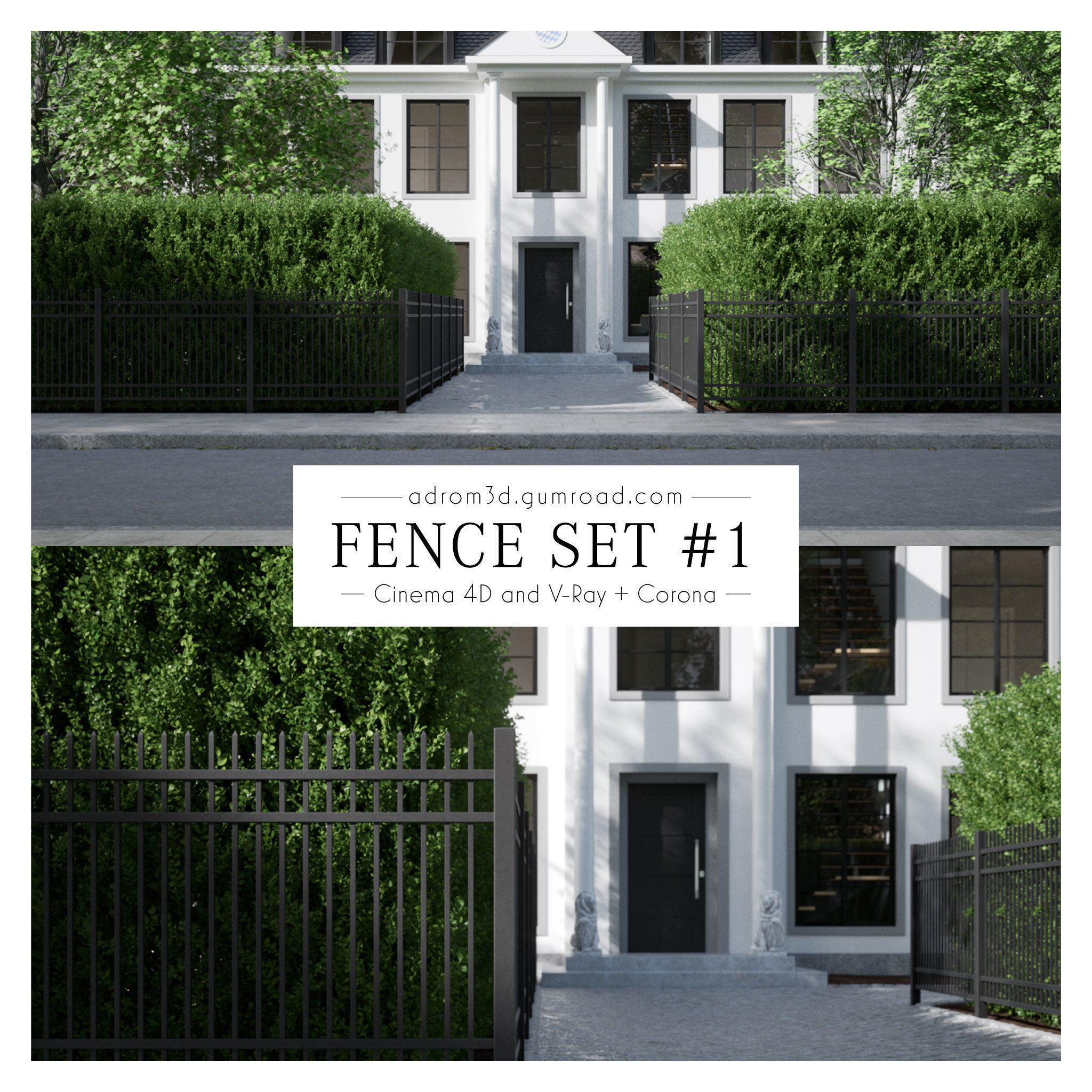 Fence set for Cinema 4D V-Ray and Corona 3D model | CGTrader