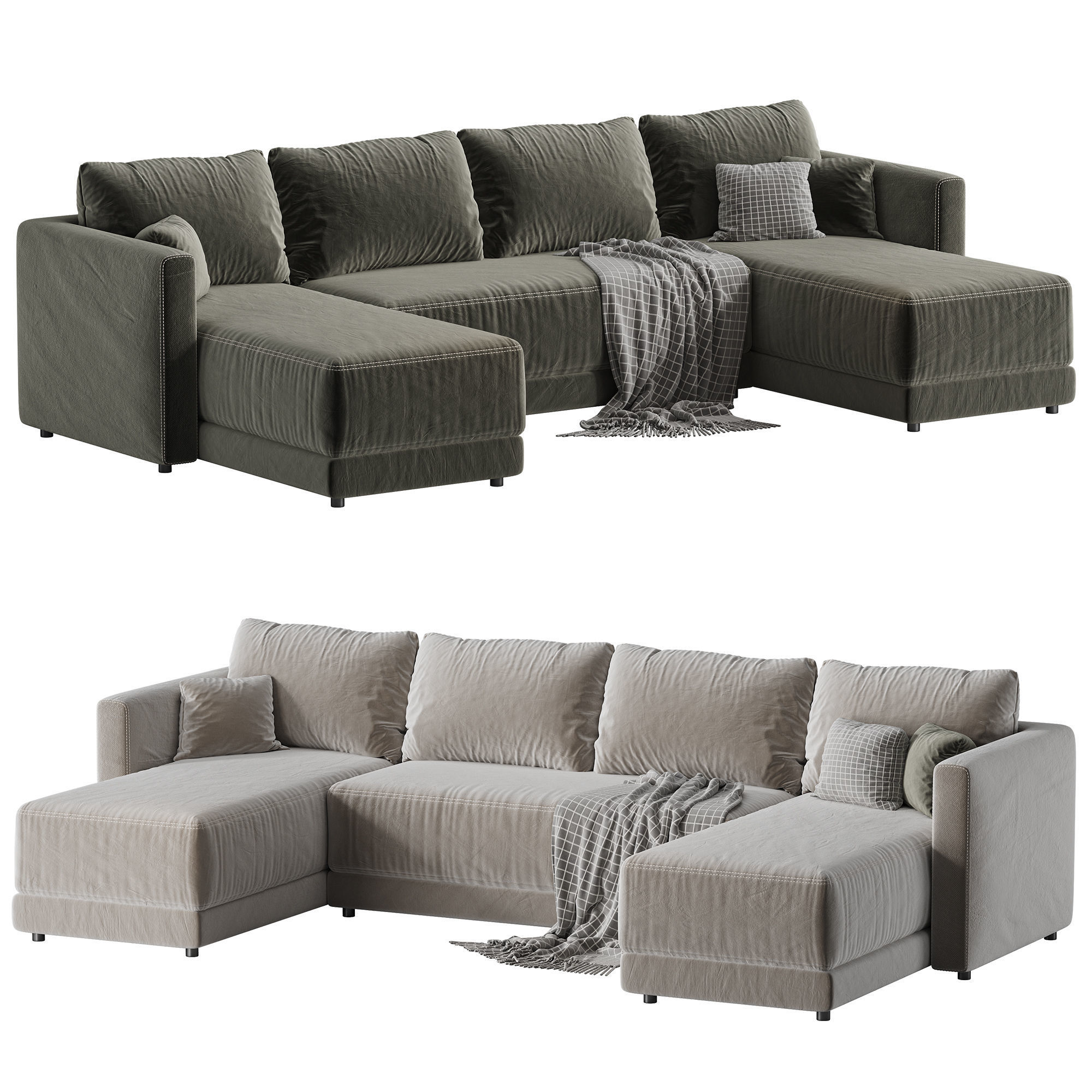 Gather Deep Bench Sectional Sofa 3D model | CGTrader