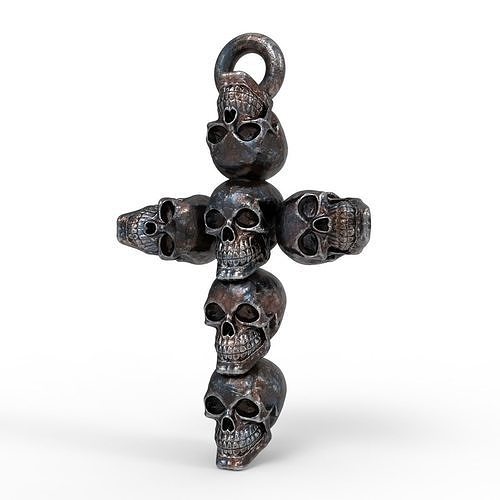 Steel Worn Metal Skull Cross High-Poly 3D model | CGTrader