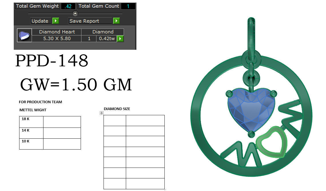 Diamond MOM Pendant renders 3dm details 3D model 3D printable | CGTrader