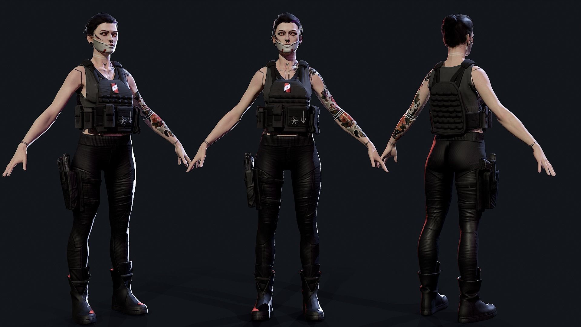 3D model Cyberpunk Mercenary VR / AR / low-poly | CGTrader